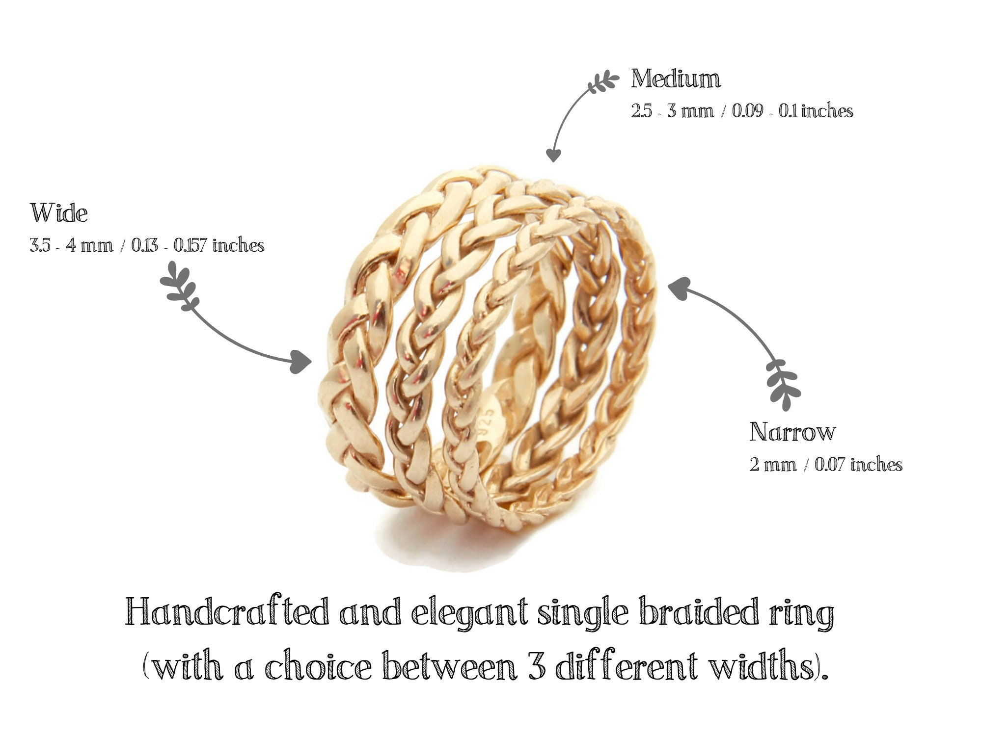 18K White Solid Gold Wedding Band for Women Braided Gold Ring | Etsy