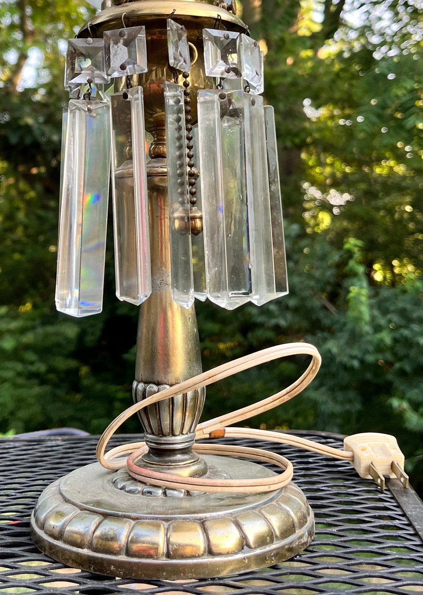 Vintage ~ Single Parlor / Boudoir Lamp With Hanging Prisms ~ No Globe ...