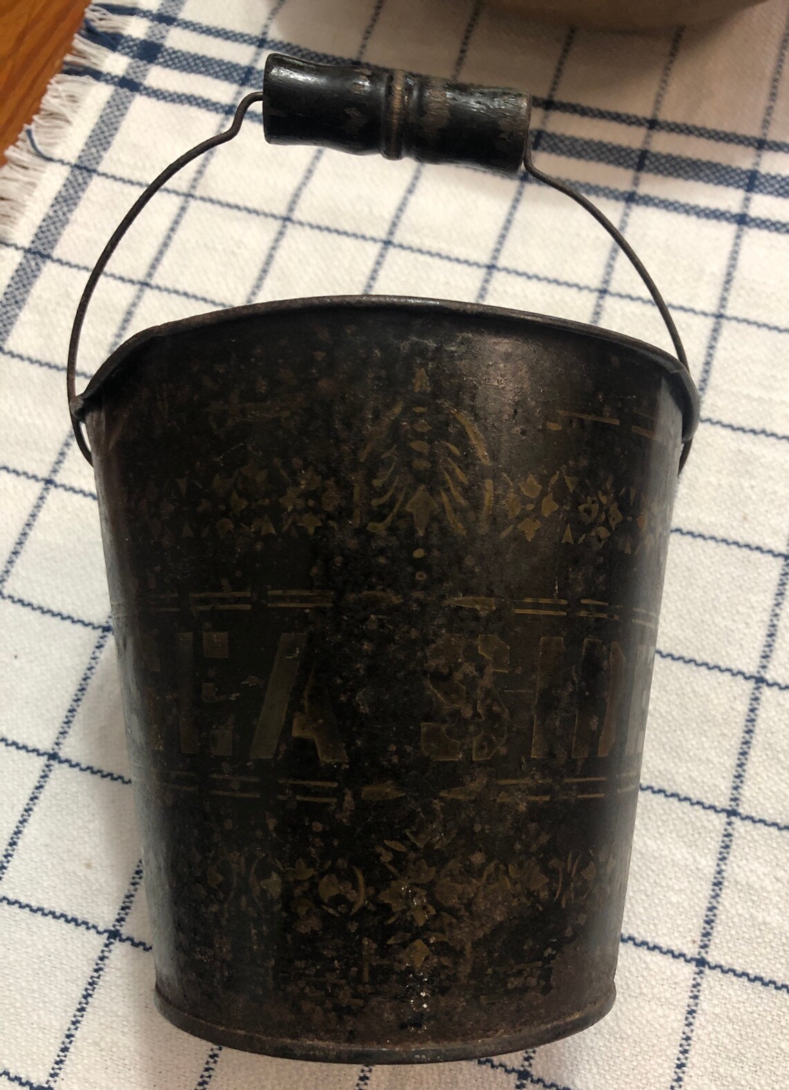 SEA Side Puke / Pail Bucket With Wood Bail Handle Black W/gold - Etsy