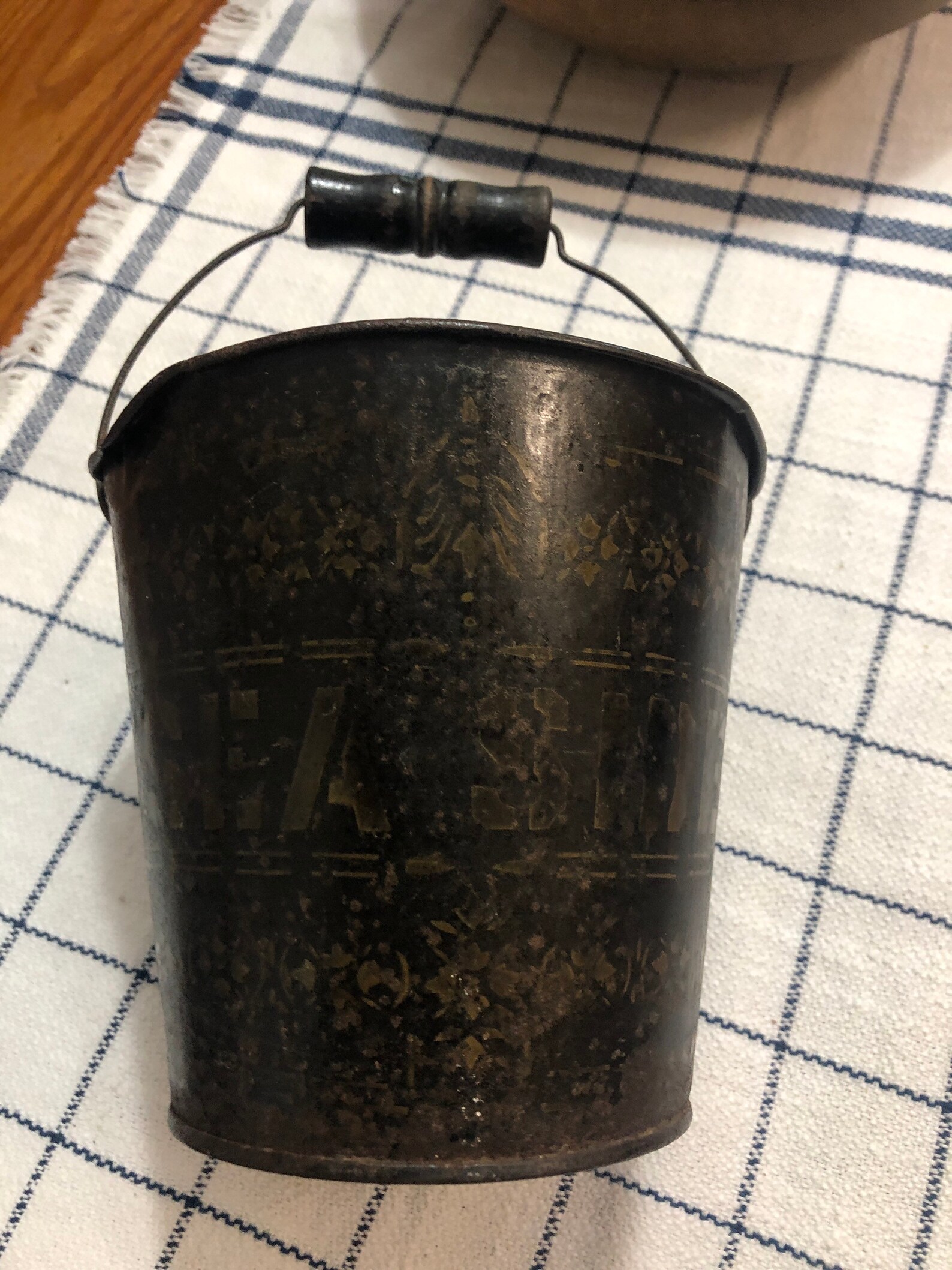 SEA Side Puke / Pail Bucket With Wood Bail Handle Black W/gold | Etsy