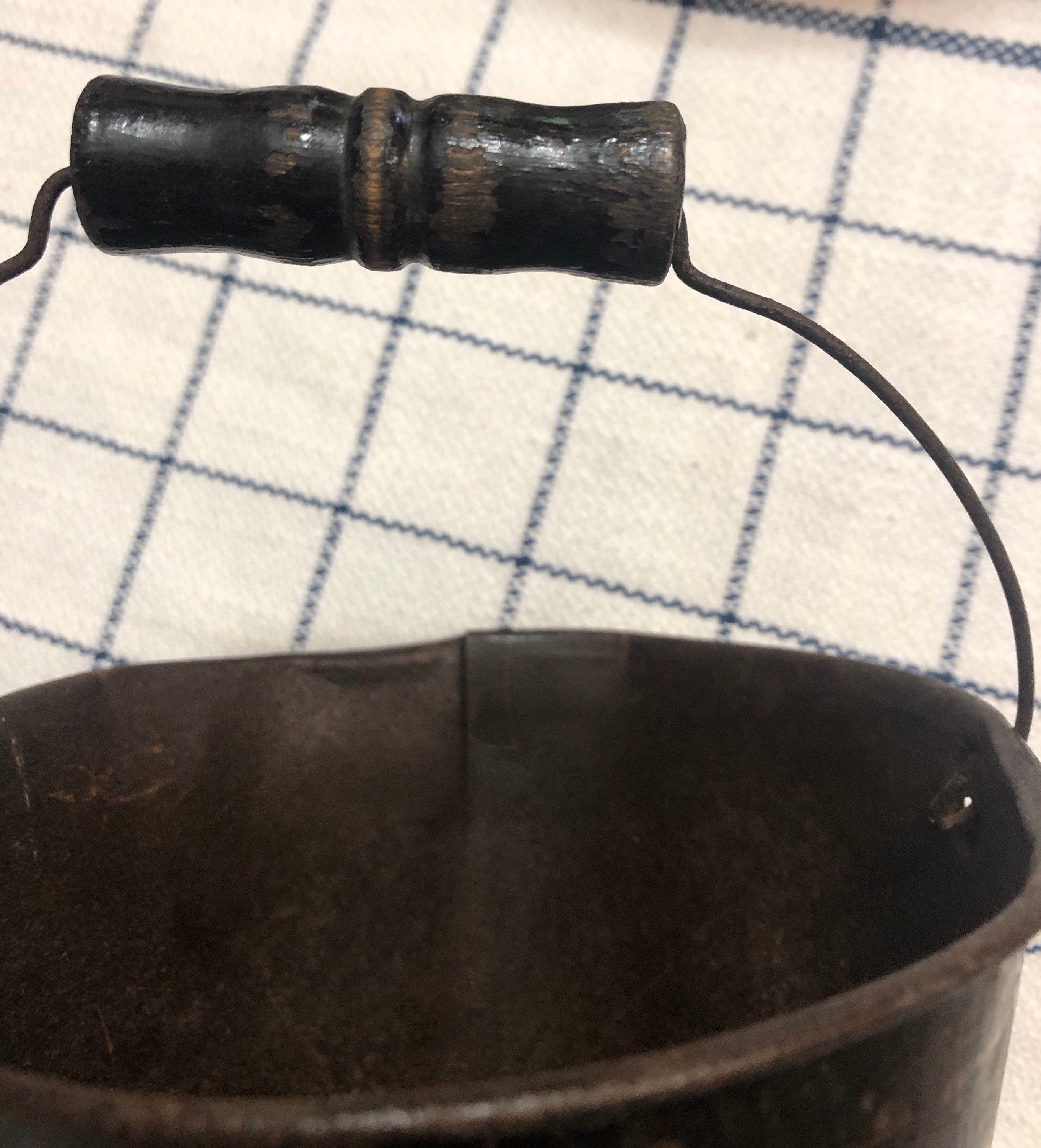 SEA Side puke / pail bucket with wood bail handle black w/gold | Etsy