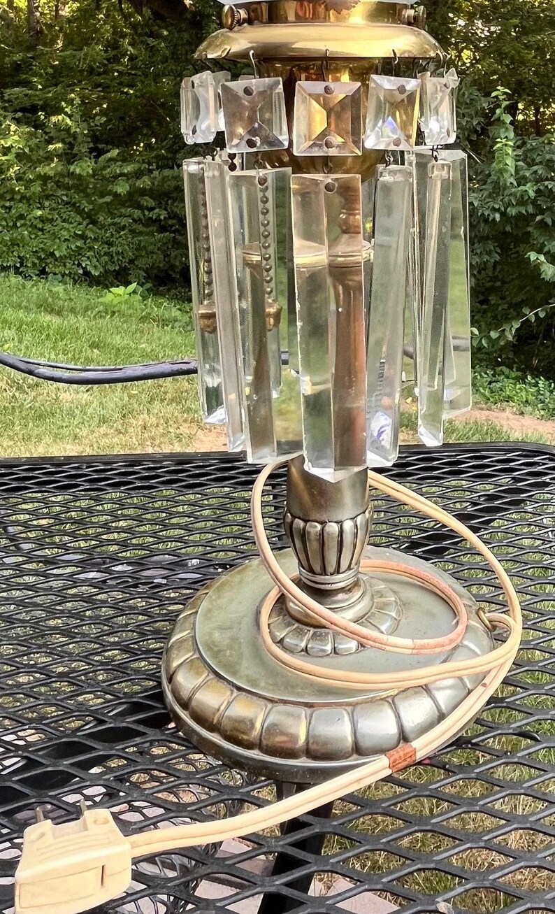 Vintage ~ Single Parlor / Boudoir Lamp With Hanging Prisms ~ No Globe ...
