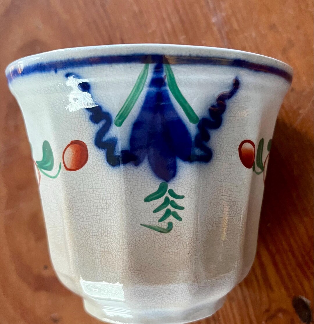 Gaudy Welsh Handleless Cup ~ Flow Blue Design With Copper Luster - Etsy