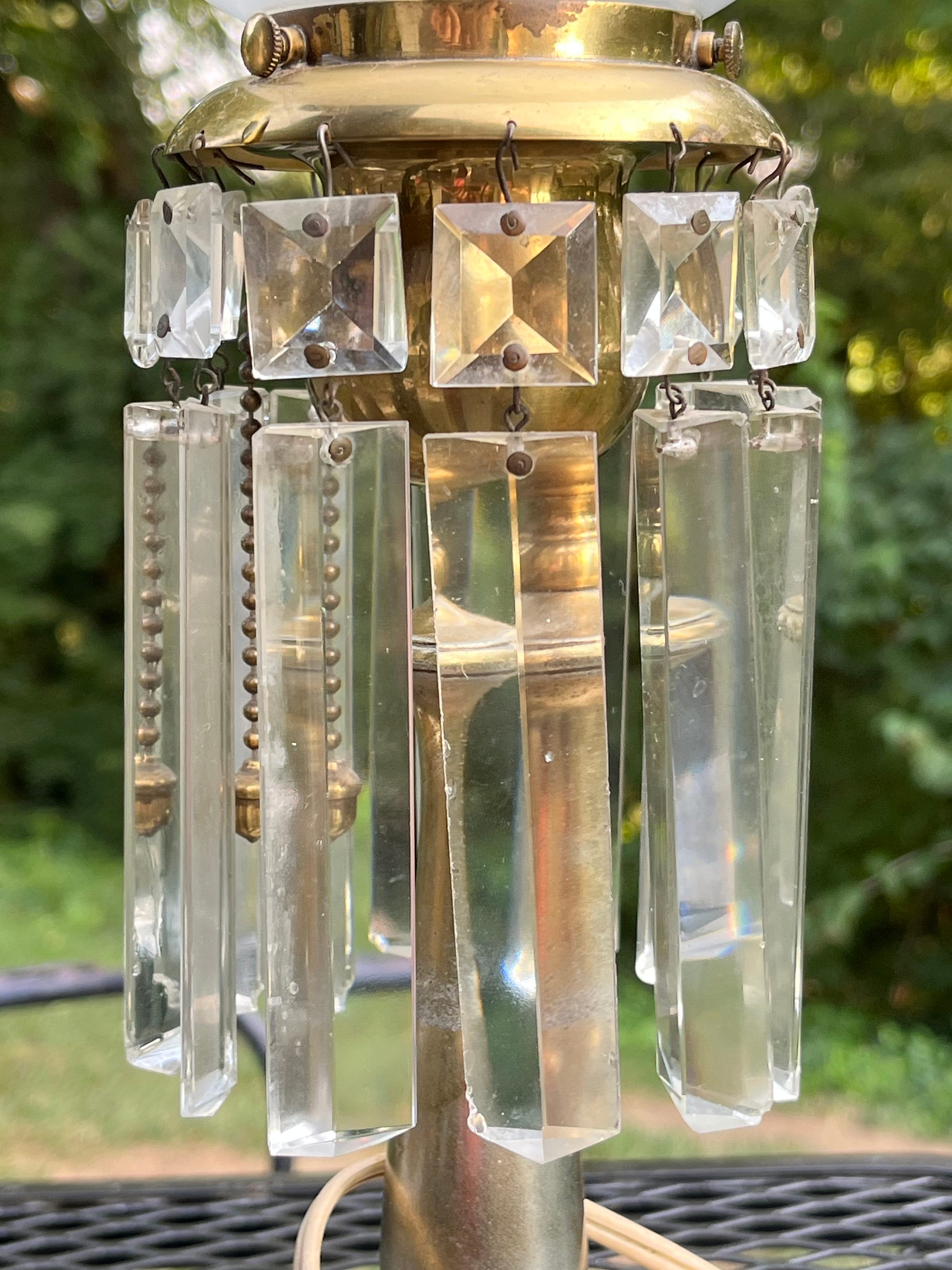 Vintage ~ Single Parlor / Boudoir Lamp With Hanging Prisms ~ No Globe ...