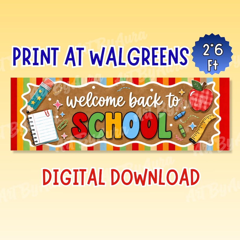 First Day of School Banner Template, Colorful Classroom Decor, 2x6 ...