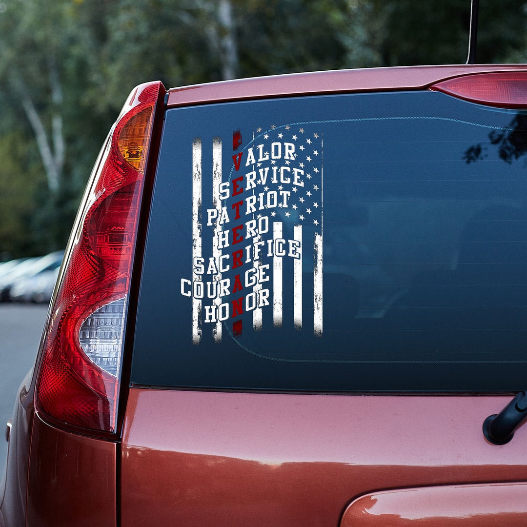 American Veteran Flag Vinyl Car Decal Sticker CS5327 Custom - Etsy