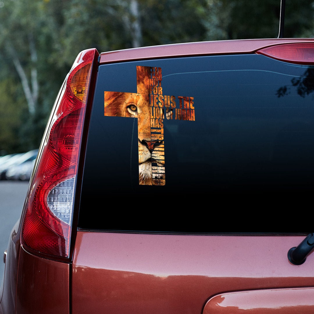 Lion Jesus Cross Vinyl Car Decal Sticker CS5072 Custom Vinyl - Etsy
