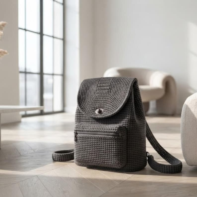 Modern Crochet Backpack Pattern, Structured Bag Tutorial, Intermediate ...