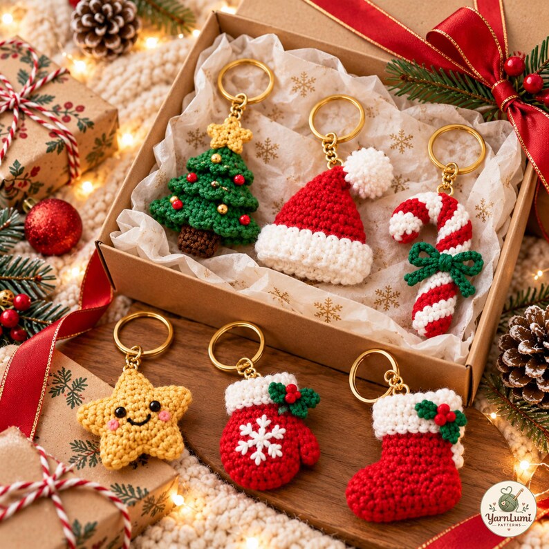 Crochet PDF Pattern for Christmas Keychains, 6 Mini Holiday Designs - Etsy
