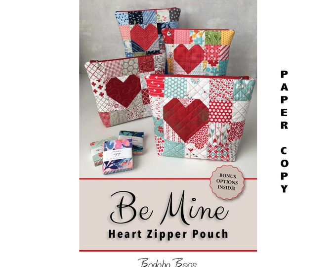 Be Mine Heart Zipper Pouch Pattern by Ticklegrass Designs Bodobo Bags ...