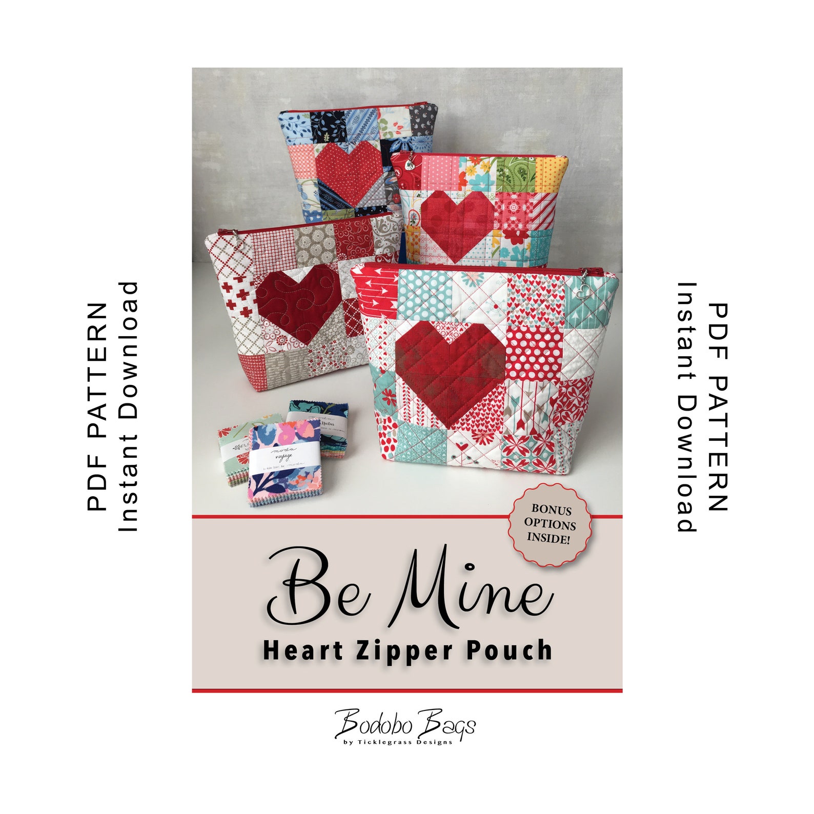 Be Mine Heart Zipper Pouch Sewing Pattern - PDF Instant Download - Etsy