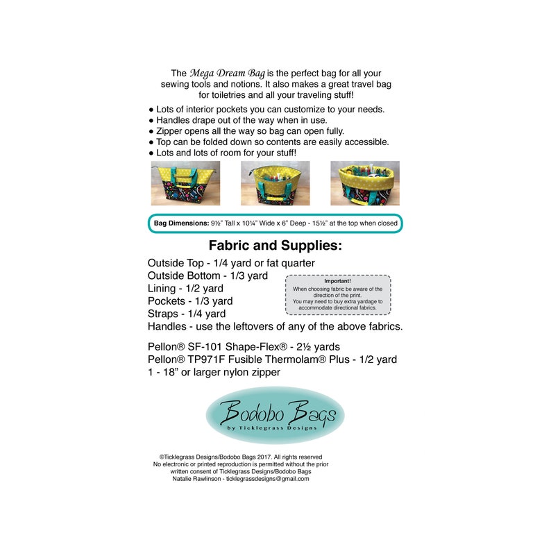 Mega Dream Bag Sewing Pattern PDF Instant Download - Etsy