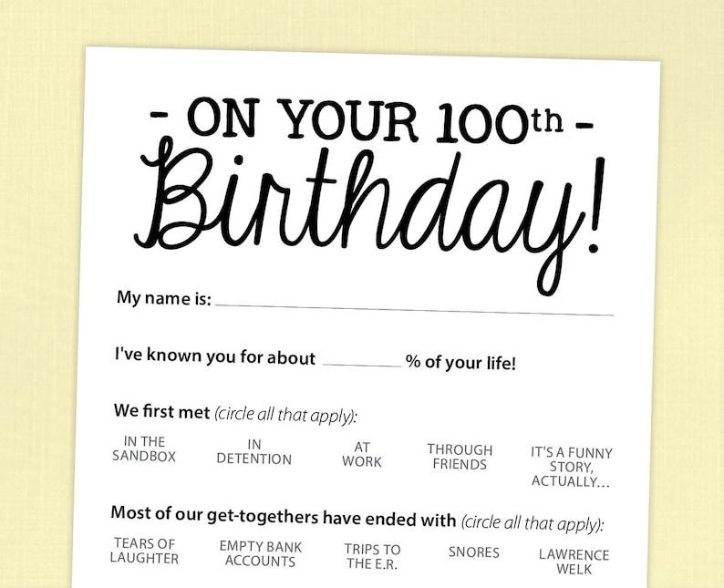 100th Birthday Party Game Card Funny Milestone Printable PDF Etsy 100th-birthday-party-game-card-funny-milestone-printable-pdf-etsy