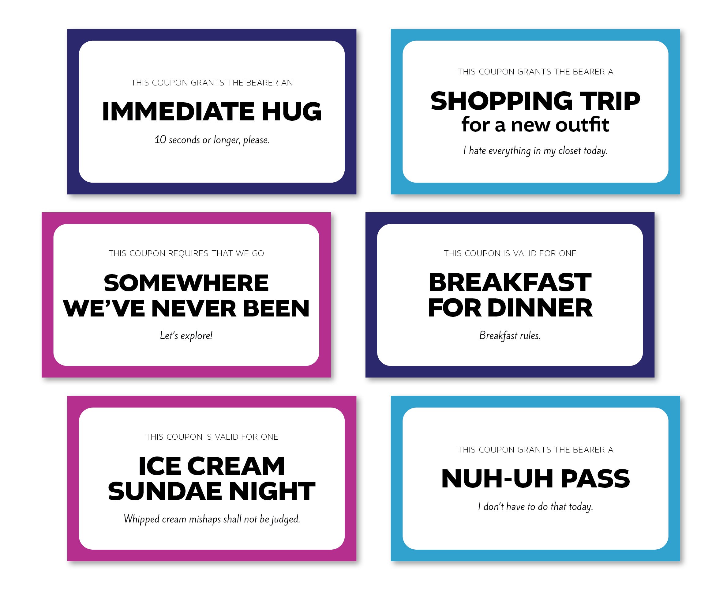 25 Super-fun Coupons for Kids and Adults of All Ages, Printed Set - Etsy