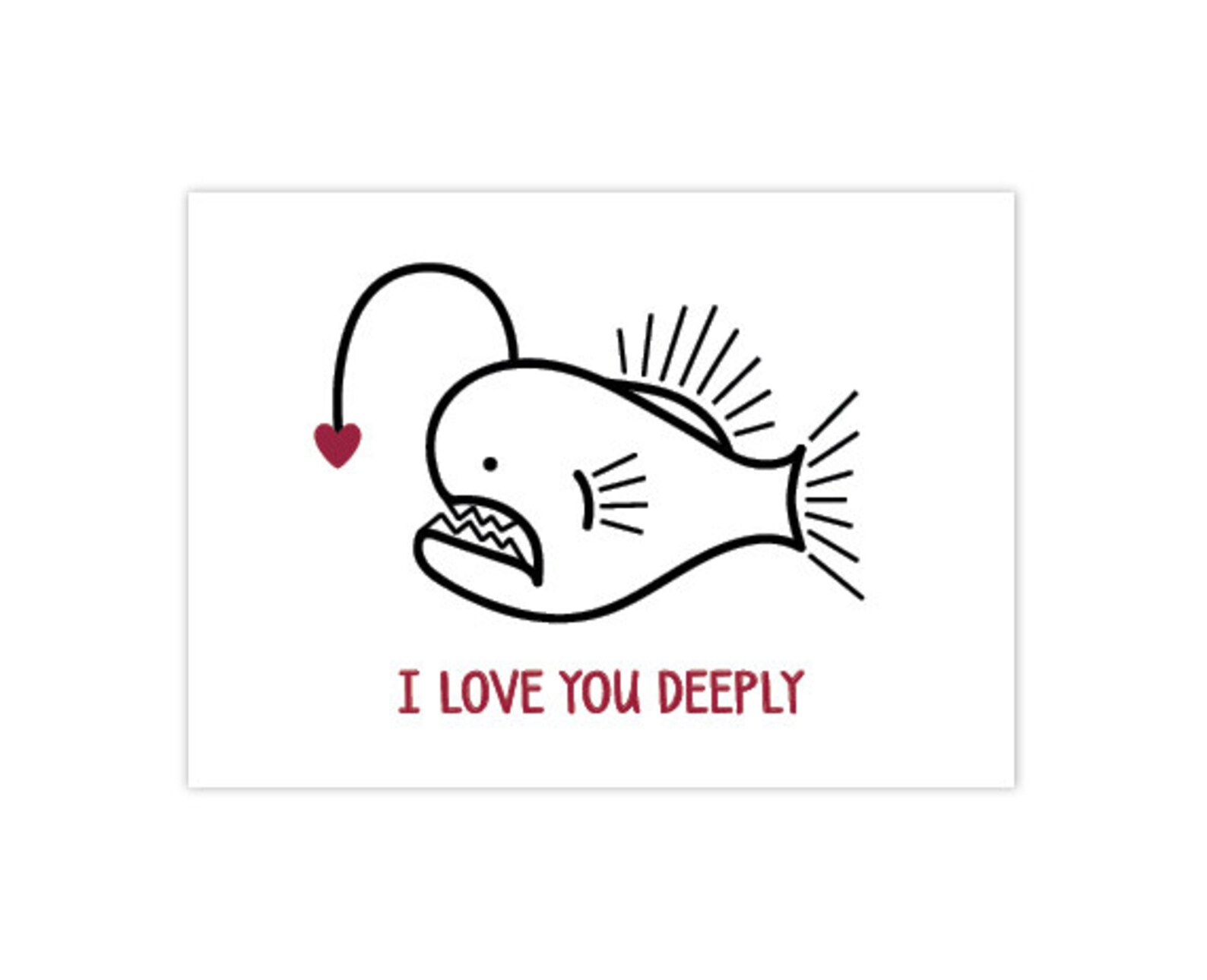 Angry Angler Fish Love Card - Etsy