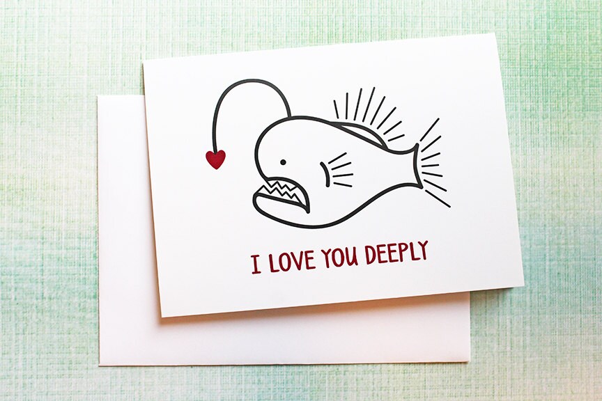 Angry Angler Fish Love Card - Etsy