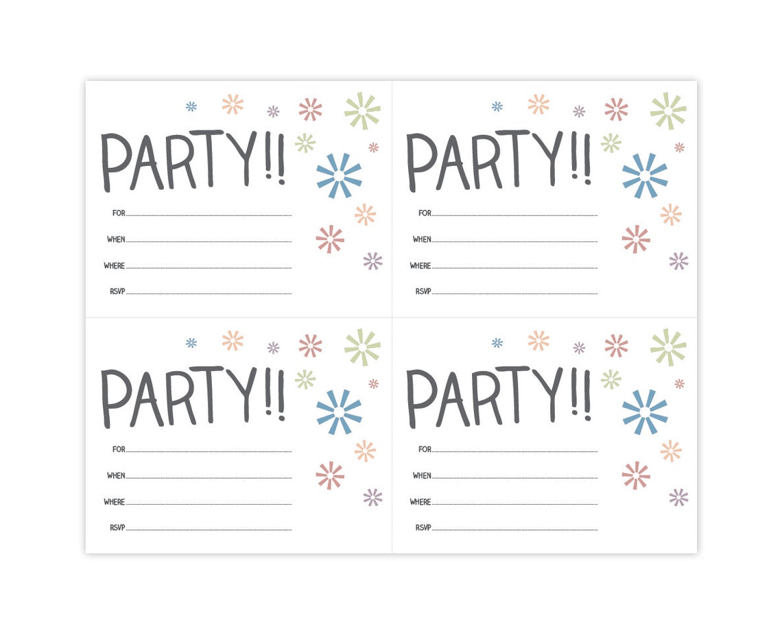 Cute Anytime Fill-in Party Invitation, Printable PDF - Etsy