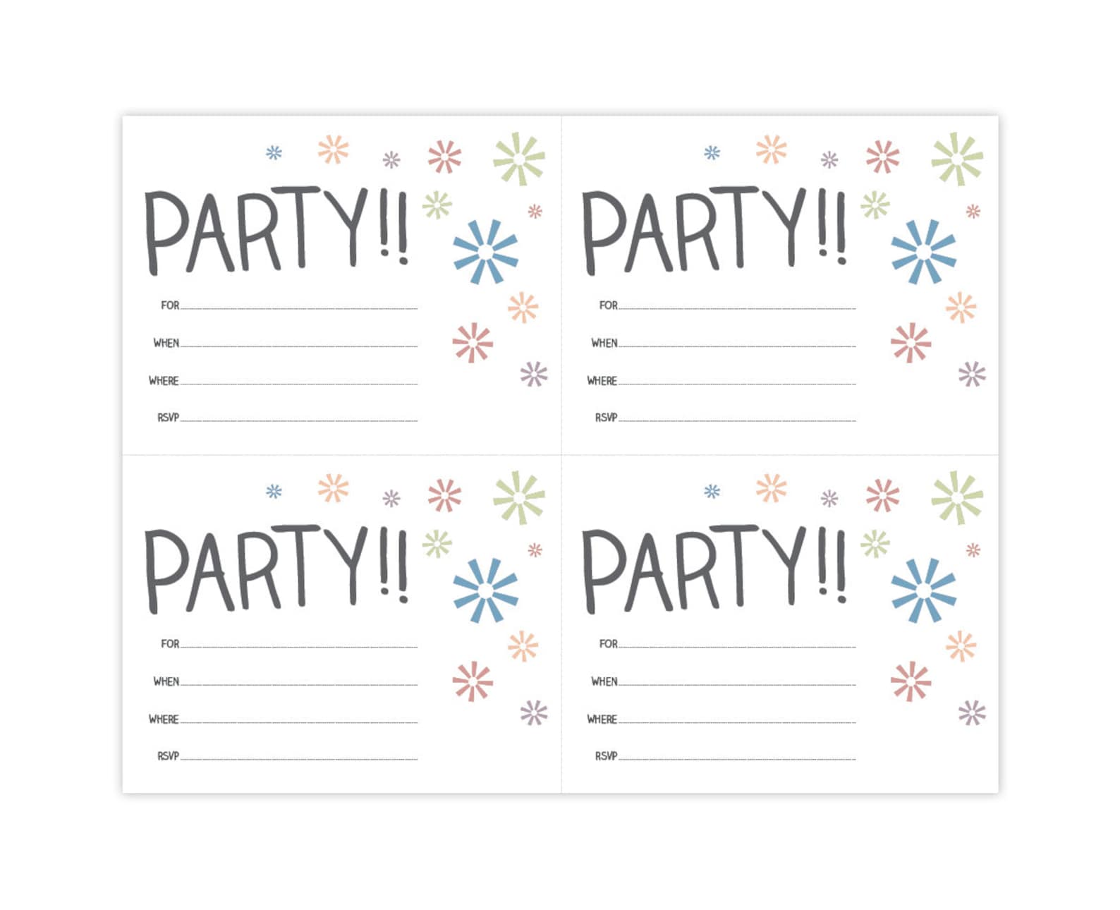 Cute Anytime Fill-in Party Invitation, Printable PDF - Etsy