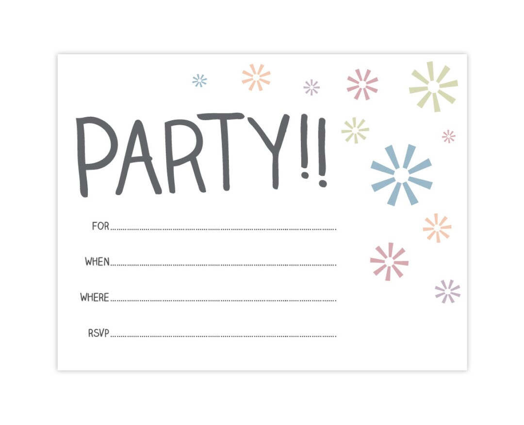 Cute Anytime Fill-in Party Invitation, Printable PDF - Etsy