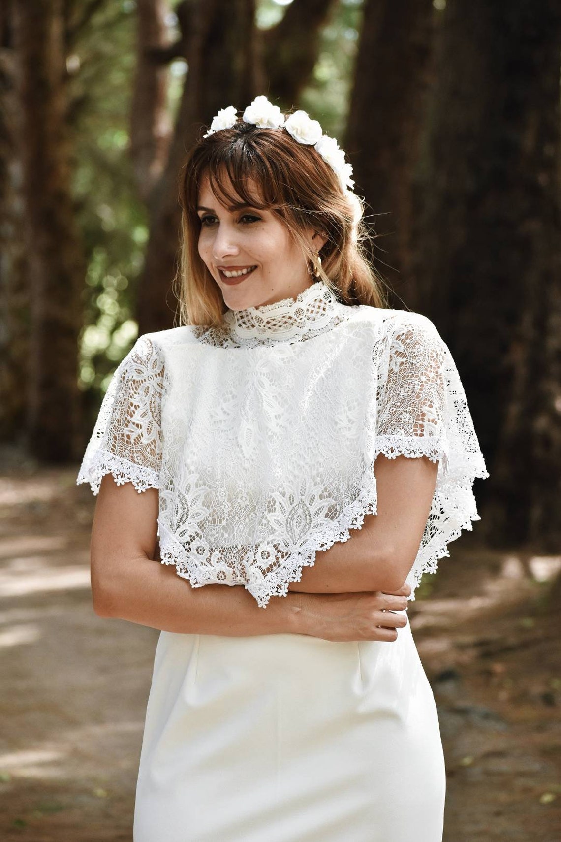 White Lace Wedding Cape Lace Bridal Cape With Fringe Trim - Etsy