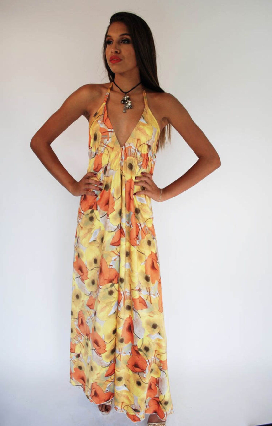 Woman Open Back Maxi/ Summer Dress/ Maxi Chiffon Dress/ Halter - Etsy