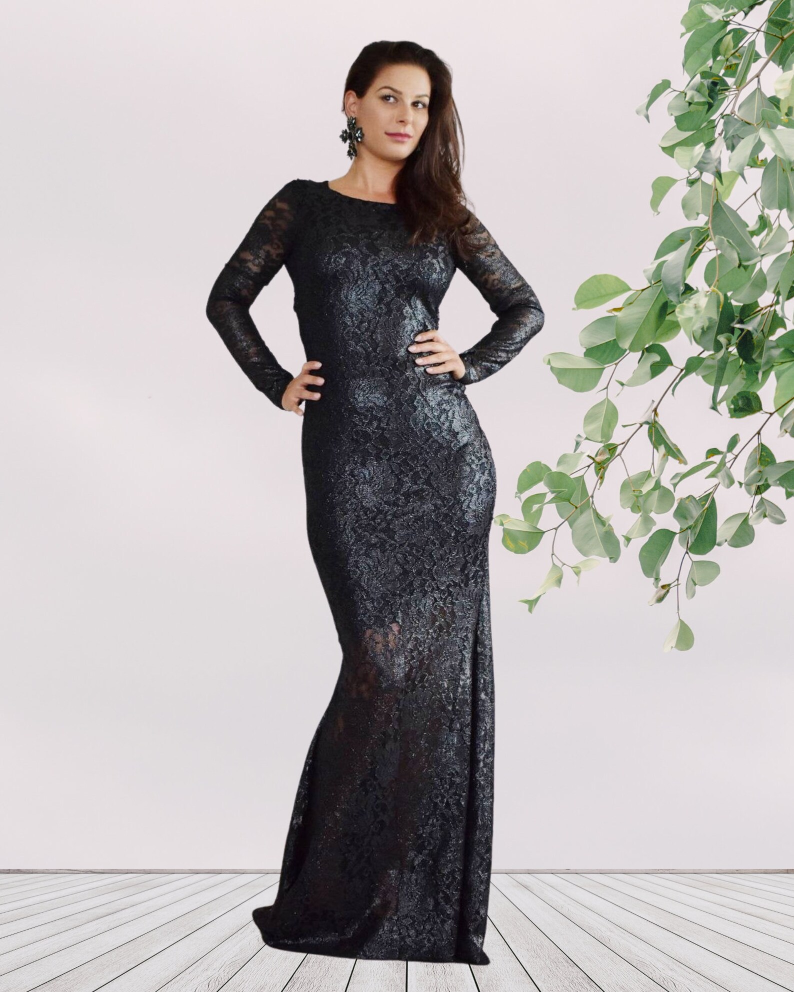 Simple Braidsmaids Dress with Long Sleeves and Tail Bohemian | Etsy