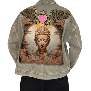Oversized Denim Jacket With Buddha Patch Artwork - Etsy