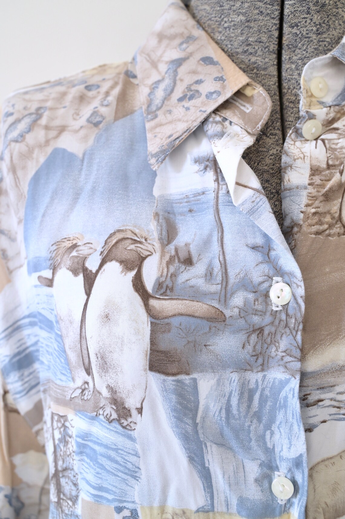 Script Arctic Scenes Penguin and Polar Bear Print Button Down - Etsy