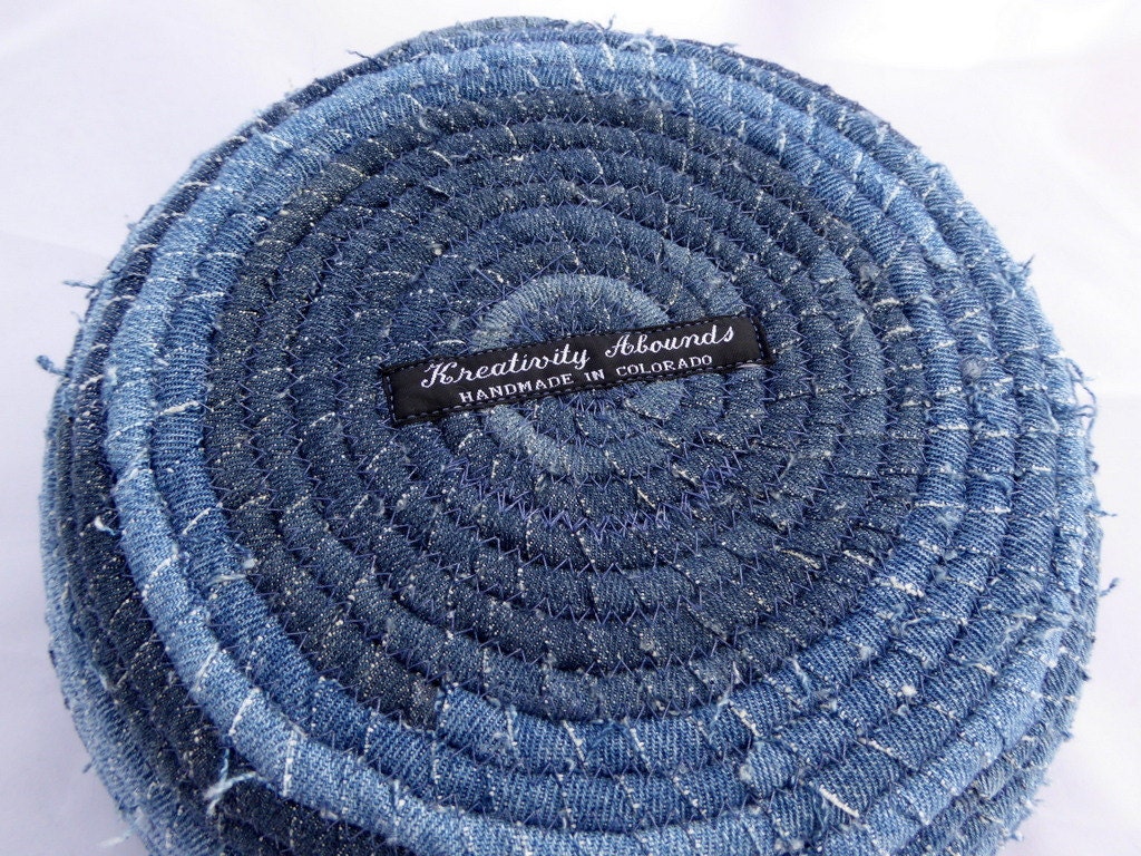 Available for Custom Order - Repurposed Denim Rope Basket - Large ...