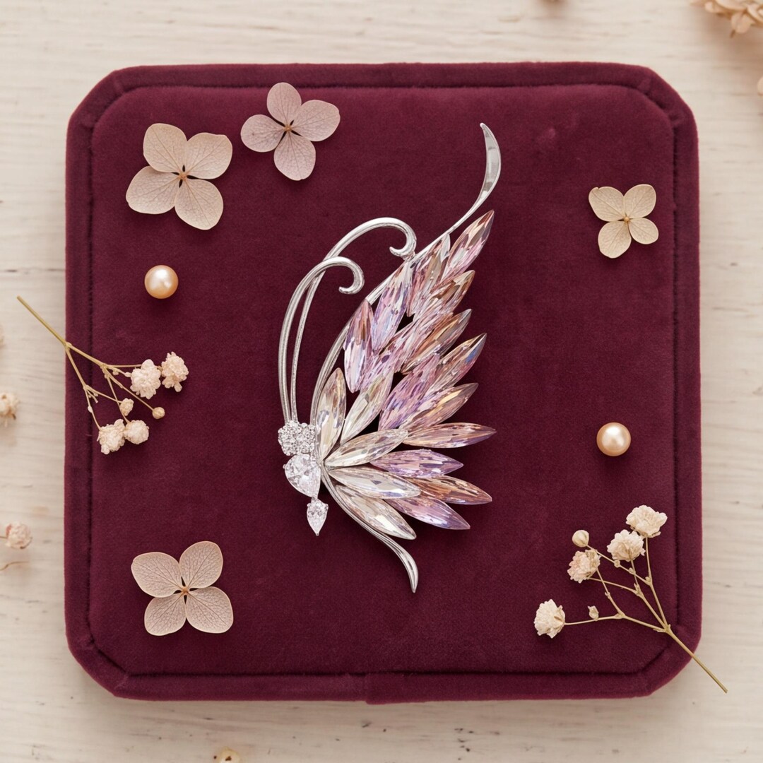 Rhinestone Inlaid Butterfly Floral Brooch Insect Accessory Blazer Lapel ...