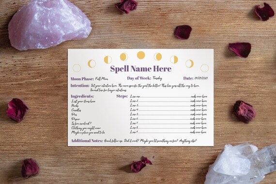 Digital Spell Card Template Witchcraft Recipe Card Digital - Etsy