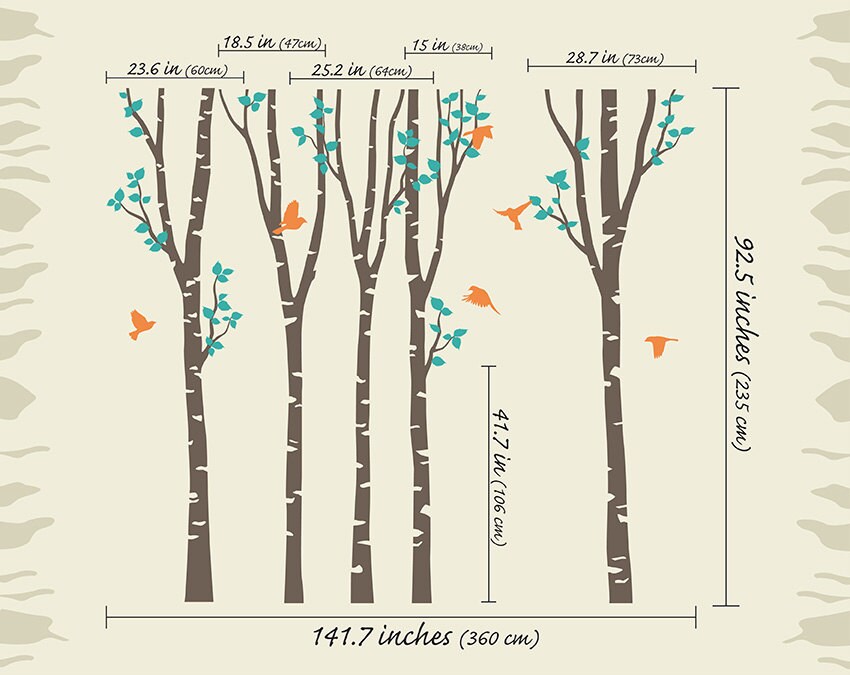 Birch Trees Wall Decal Baby Nursery Wall Sticker Birds Wall - Etsy