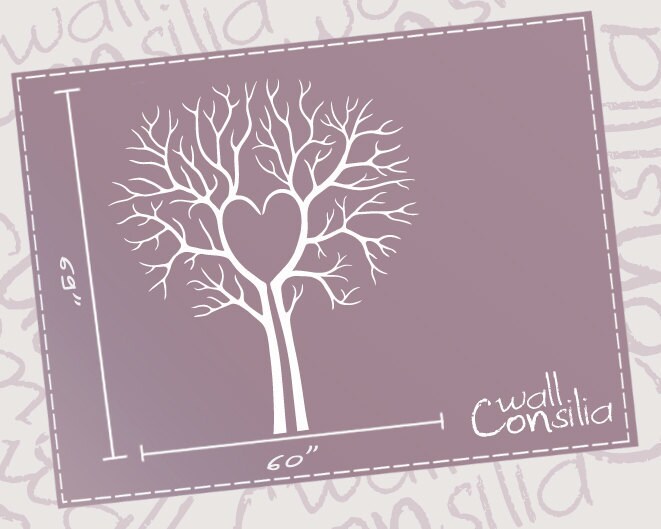 Large Tree Wall Sticker Heart Twin Tree Wall Decal Wall Art | Etsy