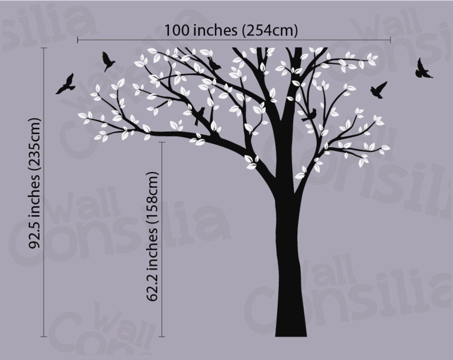 White Tree Wall Decal Huge Tree Wall Decals Nursery Tree Mural - Etsy