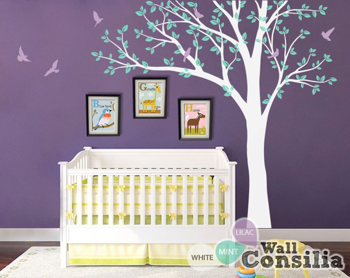 White Tree Wall Decal Huge Tree Wall Decals Nursery Tree Mural - Etsy