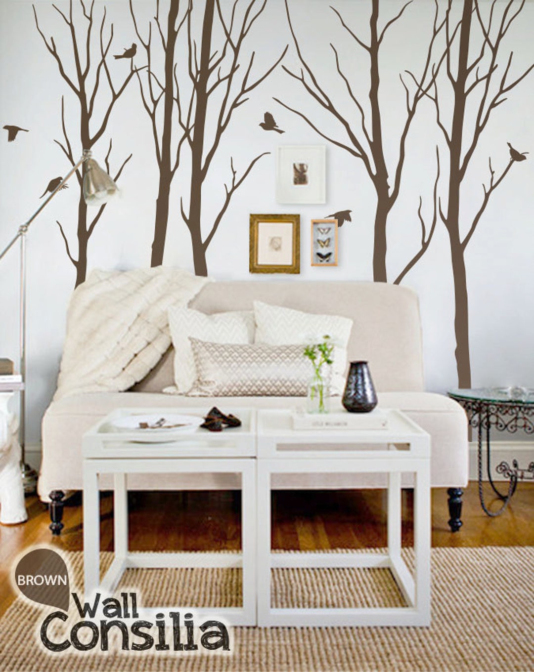 Winter Tree Wall Decal With Birds: Large Mural (93x108) - Etsy
