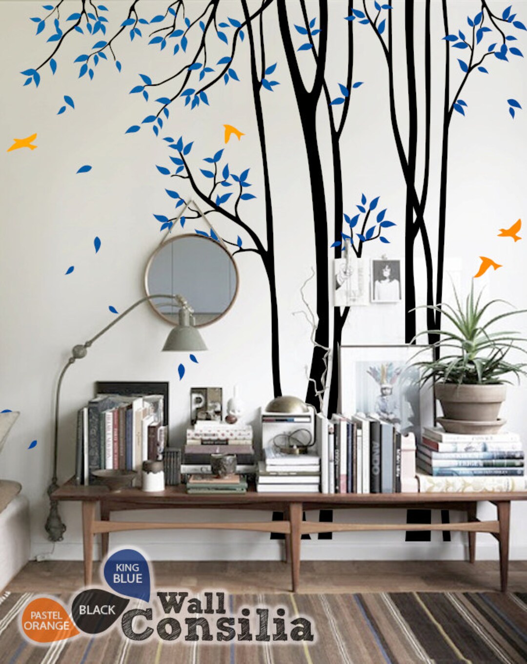 Large Tree Wall Decal Tall Trees Wall Sticker Skinny Trees Wall Decor ...
