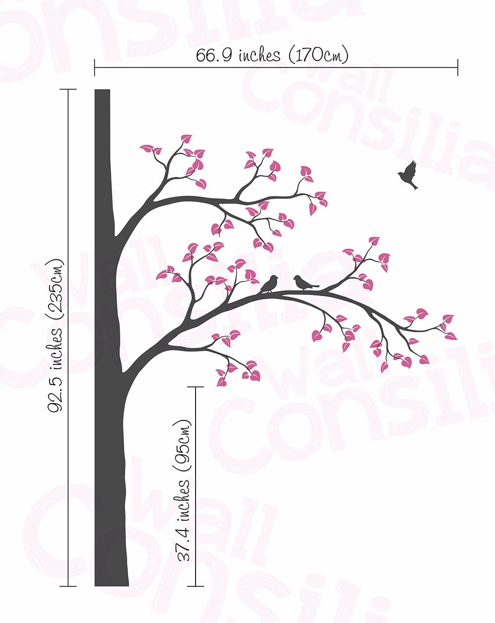 Large Tree Wall Decal Nursery Wall Decoration Corner Tree Wall Sticker ...