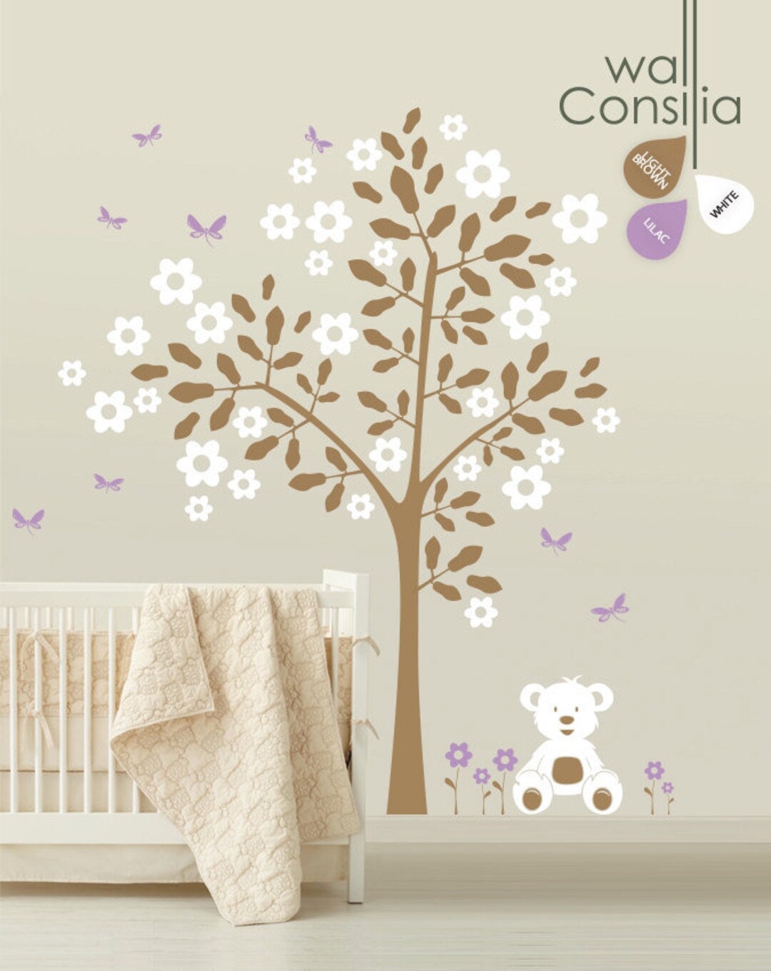 Baby Nursery Tree Wall Decal Wall Sticker With Teddy Bear and ...
