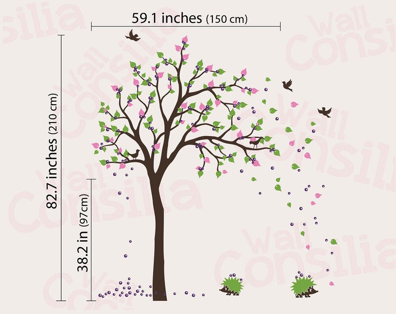 Baby Nursery Wall Decals Tree Wall Decal Hedgehog Decal - Etsy