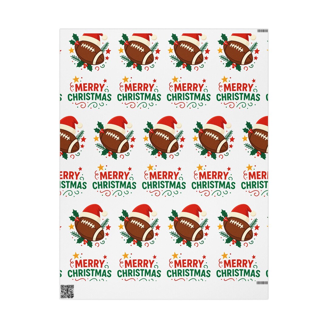 Christmas Football Wrapping Paper, Holiday Gift Wrap, Merry Christmas ...