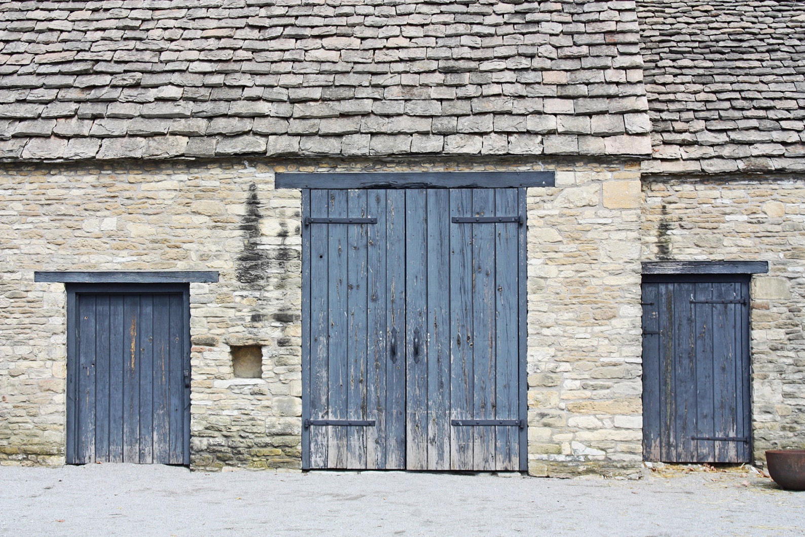 3 Blue Doors in a Stone Barn Color Photograph - Etsy