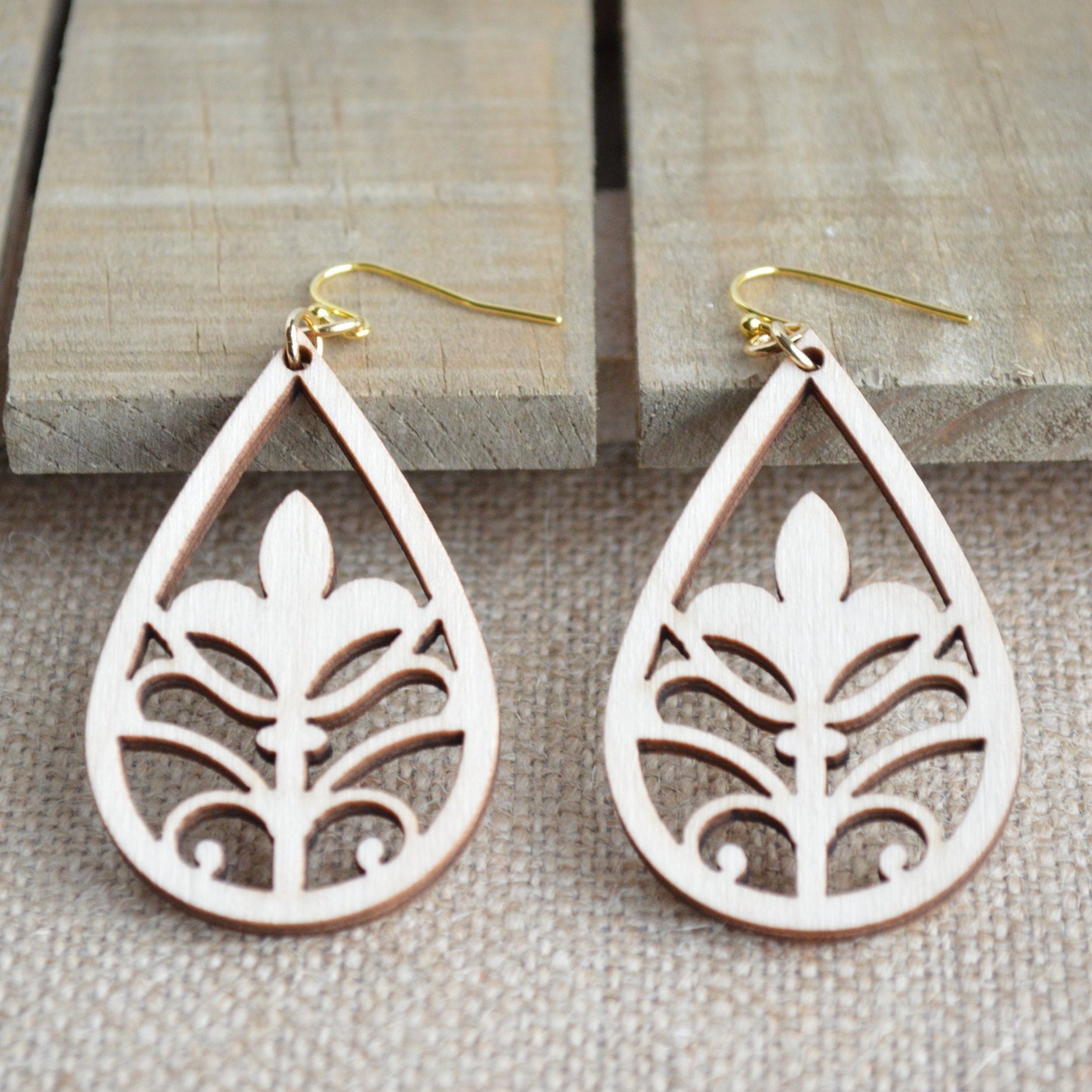 Wood Earrings Laser Cut Wood Earrings