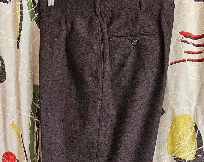 Retro 1950's Brown Wool Weave Pleated Cuffed Slacks! Size 34" Waist - Etsy