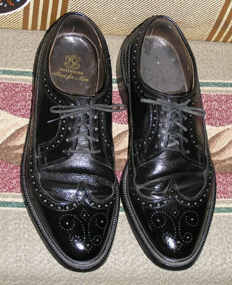 1950's Black Leather Wing Tip Shoes!! Sz 8D - Etsy