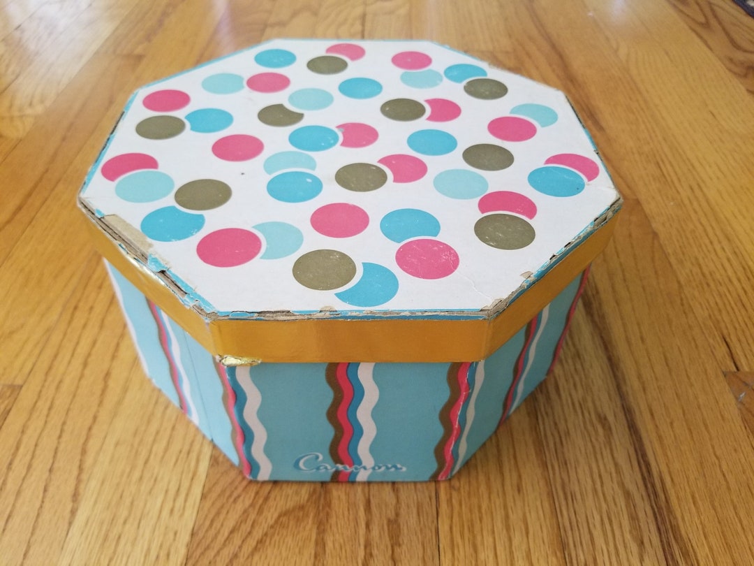 Pretty Vintage Octagon "cannon" Box in Pink Gold and Blue! - Etsy