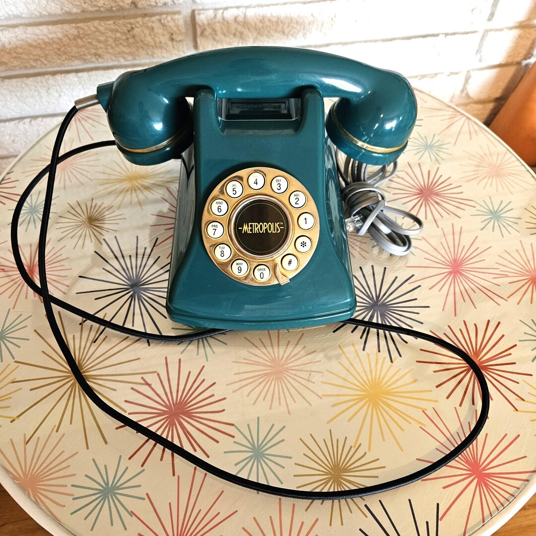 Retro 1940's Dark Green Push Button Telephone! -metropolis- - Etsy