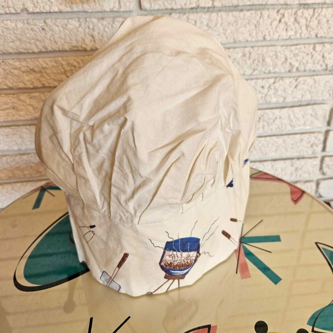 1950's Retro Men's/unisex BBQ Cap in White With Vintage BBQ Graphics in ...