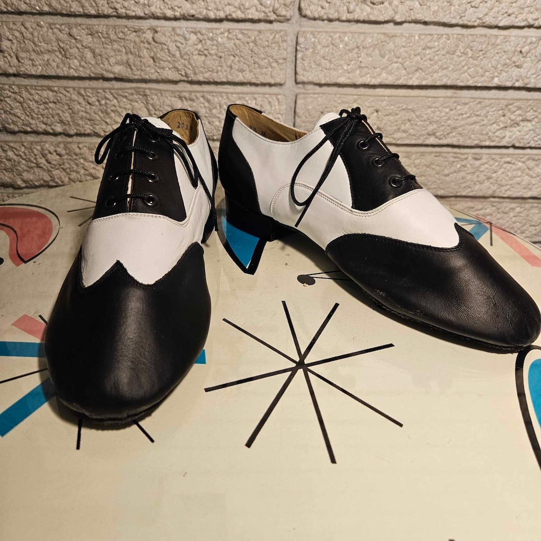 NEW Retro Black and White Wing Tip Leather Dance Shoes Size 9 1/2 M - Etsy