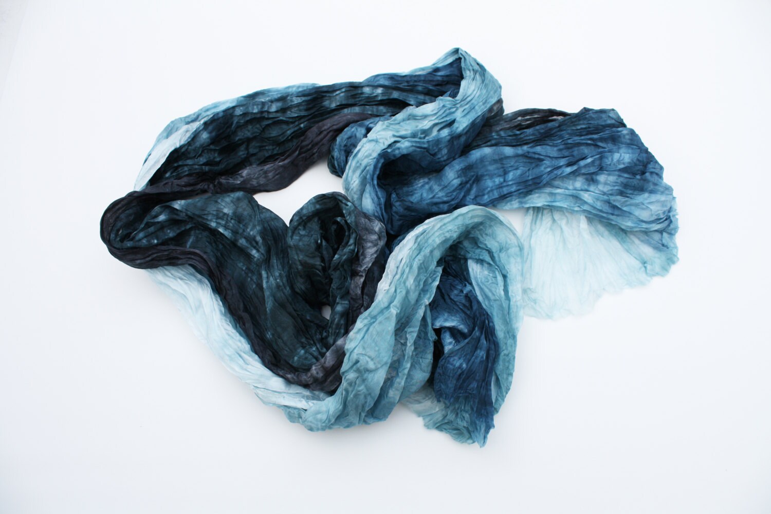 Blue Silk Scarf Ocean Queen Black Navy Blue Dark Green | Etsy